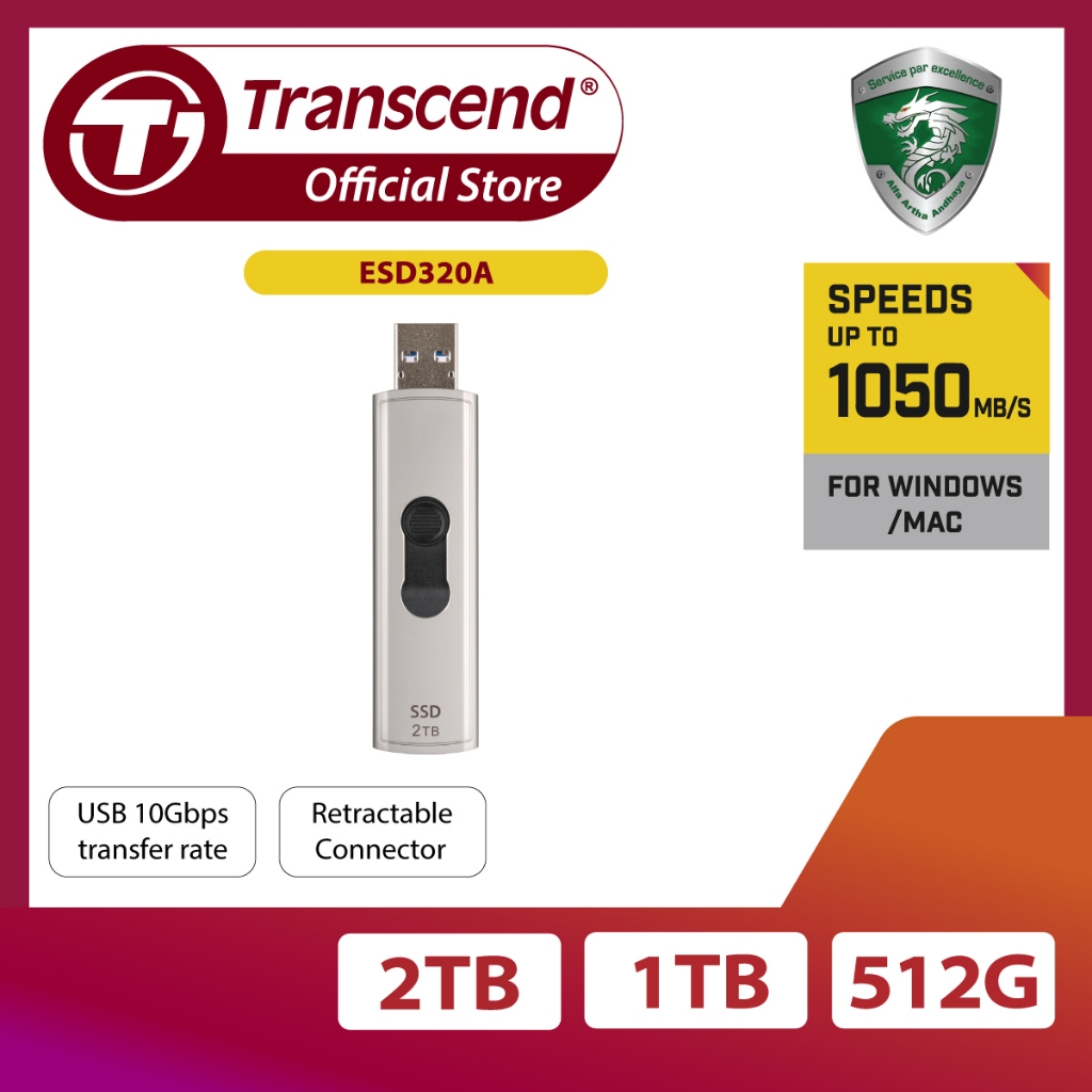 Jual Transcend External SSD ESD320A [USB Type-A Only] | Shopee Indonesia