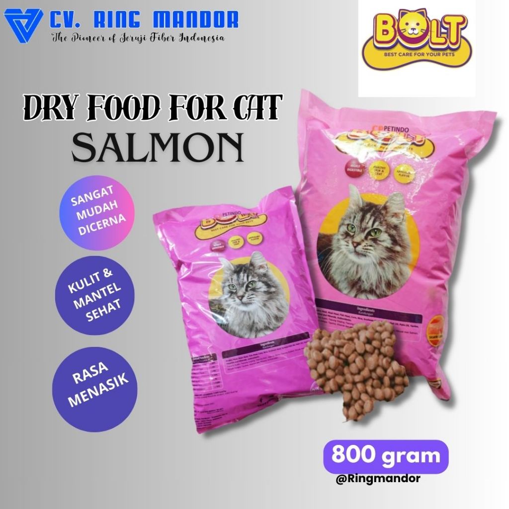 Jual Bolt cat salmon paket 800gr MAKANAN KUCING BOLT SALMON KEMASAN ...