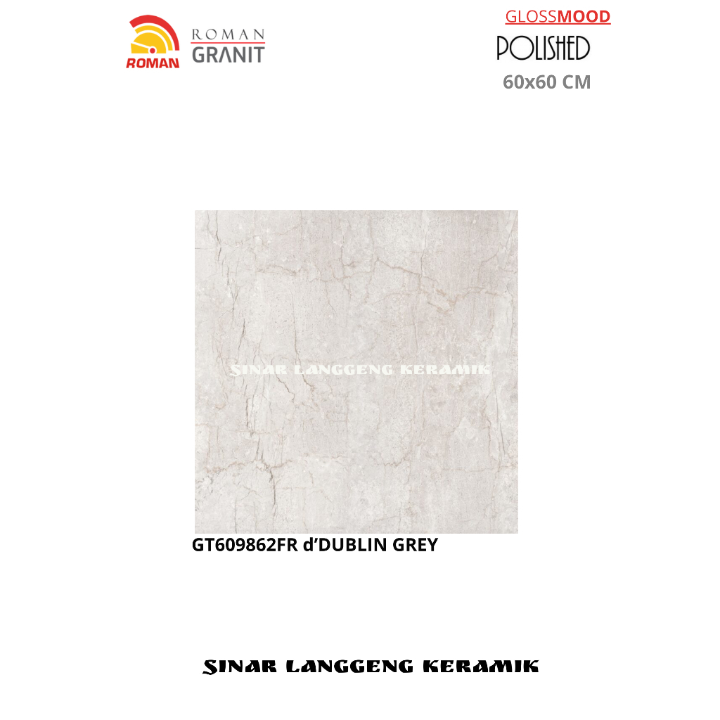 Jual ROMAN GRANIT/GT609862FR d'DUBLIN GREY/60x60/GLOSSY/LANTAI | Shopee ...