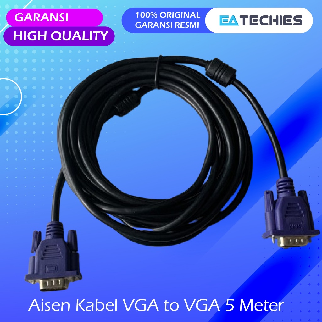 Jual Kabel VGA TO VGA 5M / 5 Meter 5Meter - Display 15 Pin Aisen ...