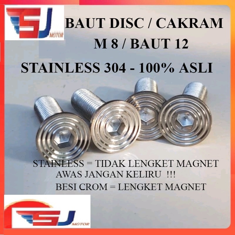 Jual BAUT DISK CAKRAM PIRINGAN STAINLESS 304 STENLIS MONEL CUSTOM SLIM BAUT L DRAT 12 M8 ...