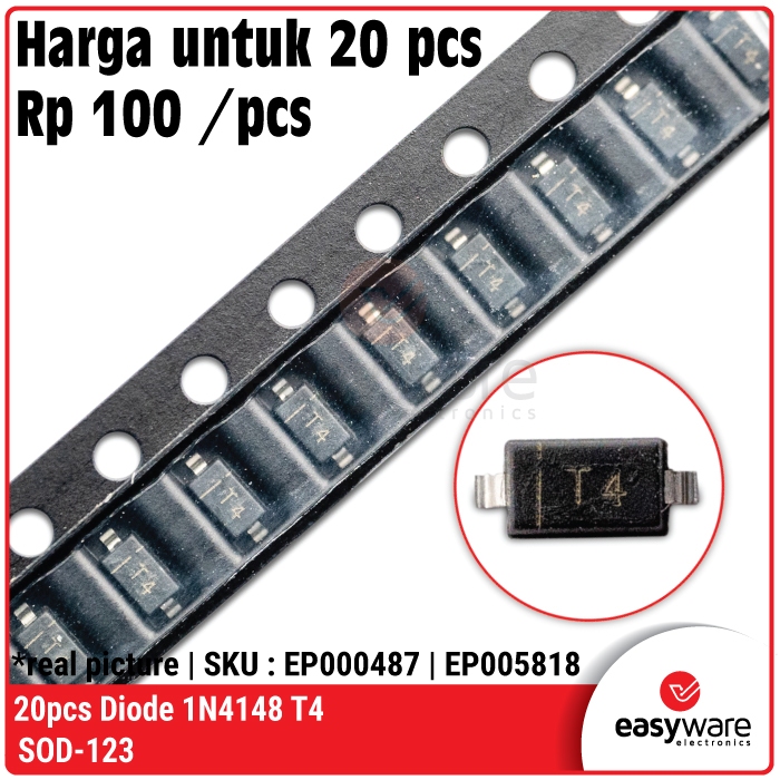 Jual 20x Diode 1N4148 SOD123 1N4148W T4 SOD-123 Switching Diode 1N4148 SMD | Shopee Indonesia