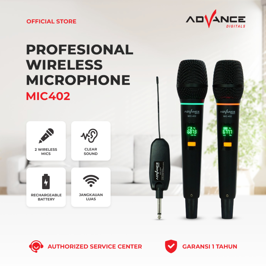 Jual Advance MIC-402 Profesional Wireless Microphone Duet with Case ...