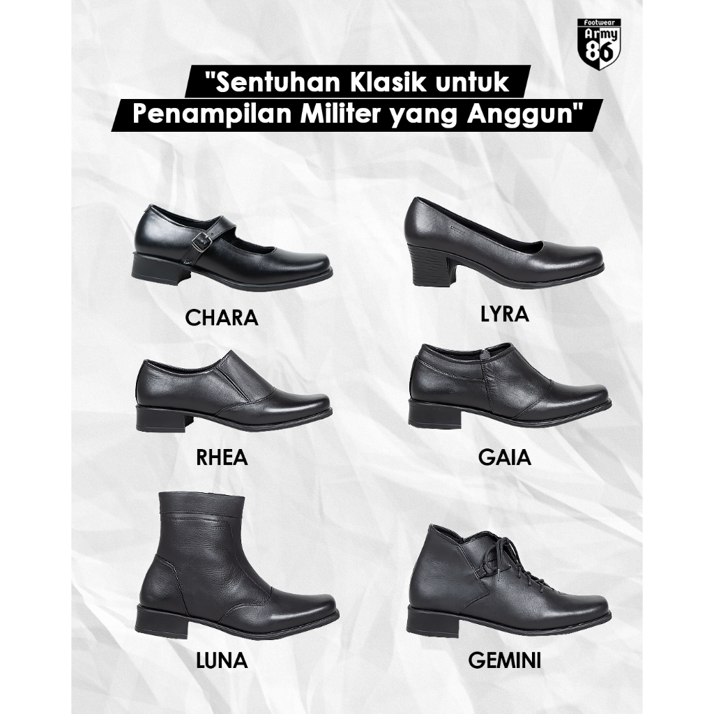 Jual Army86 Sepatu PDH Pantofel Wanita kulit Sapi asli Polwan ...