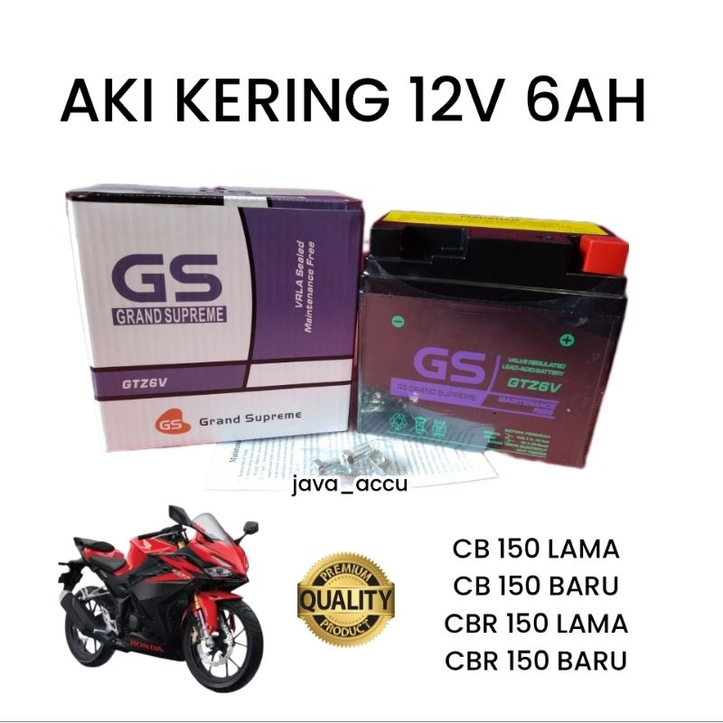 Jual AKI MOTOR CB 150 R CBR 150 AKI KERING AKI GS GRAND SUPREME GTZ6V 12V 6AH | Shopee Indonesia