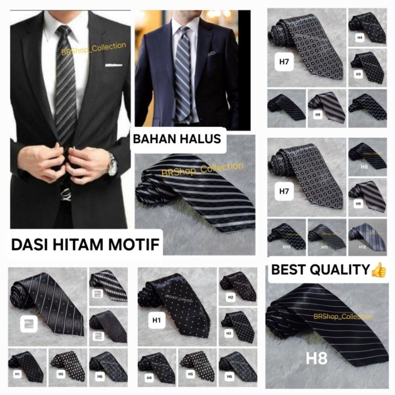 Jual Dasi Hitam satin motif garis bintik polkadot 3 inch DASI HITAM | Shopee Indonesia
