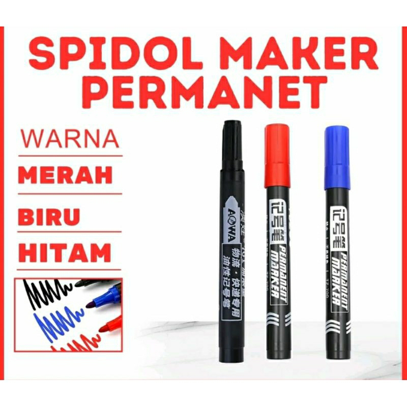 Jual Spidol Permanent Spidol Maker Permanent Refil Bisa Isi ulang Merah ...