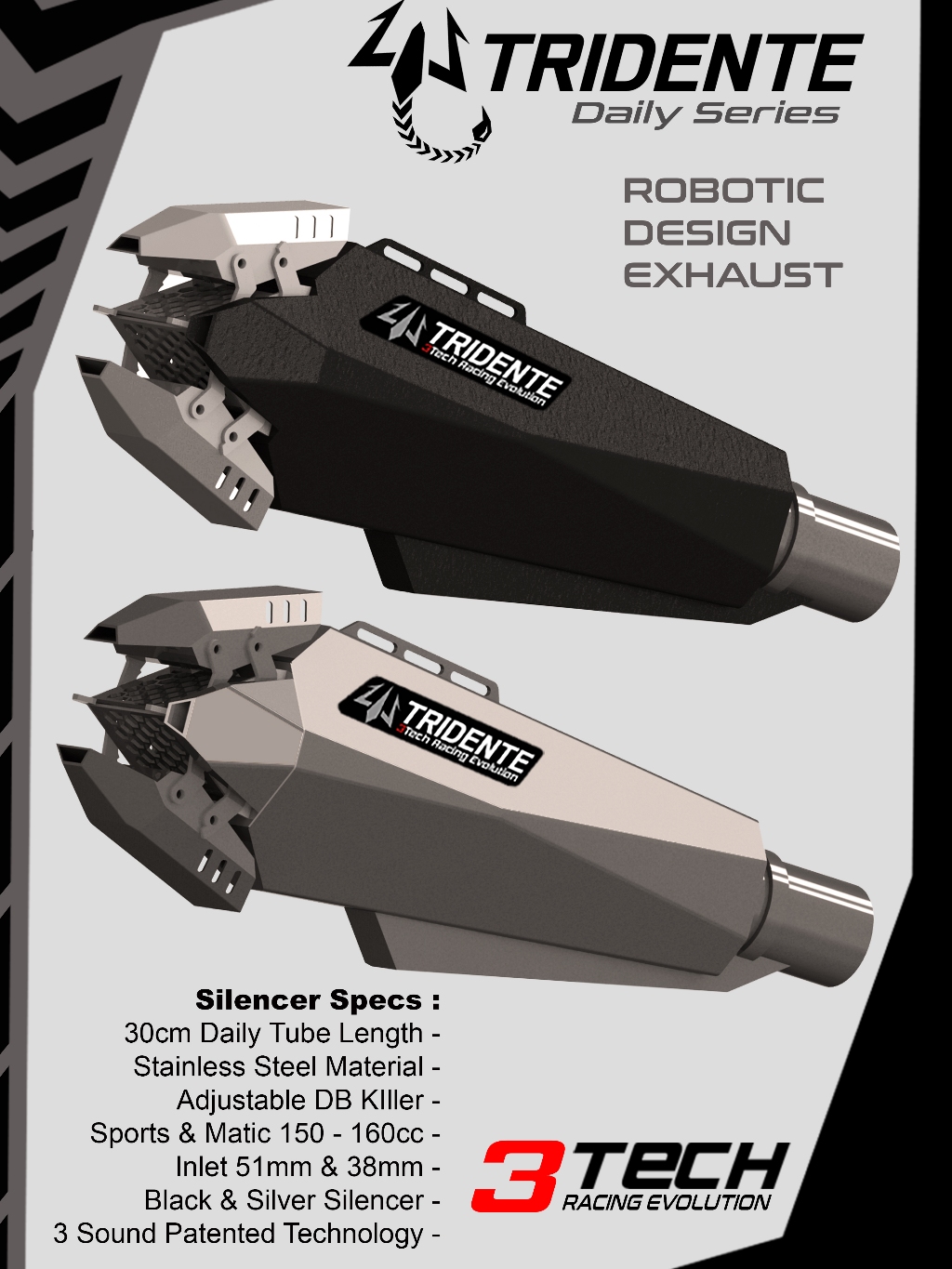 Jual 250cc 1 silinder Fullsystem Knalpot Tridente Scorpion Robotic ...
