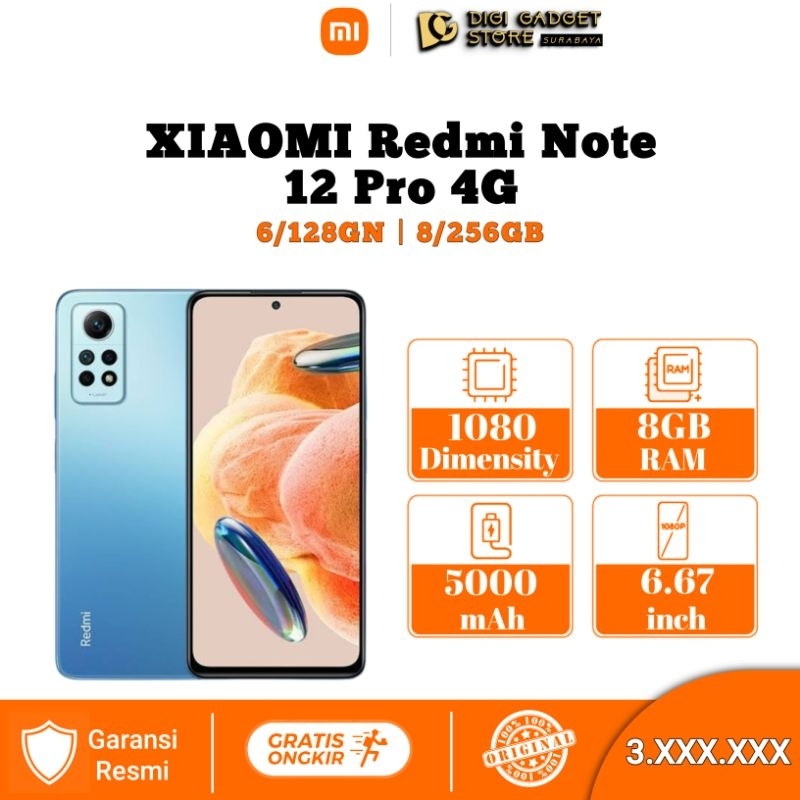 Jual Xiaomi Redmi Note 12 Pro 4G 6/128GB | 8/256GB Garansi Resmi XIAOMI ...