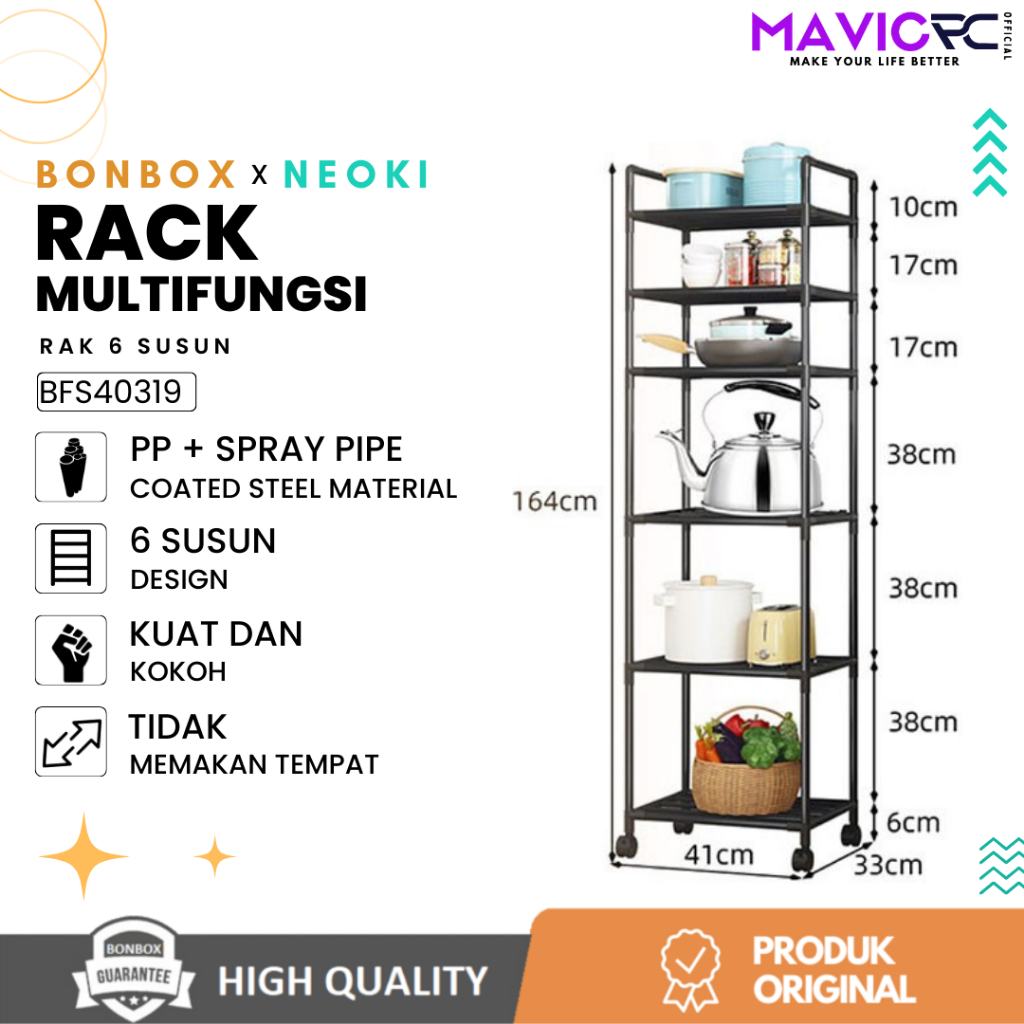 Jual NEOKI x BONBOX BFS40319 Rak Troli Penyimpanan 6 Susun Serbaguna ...