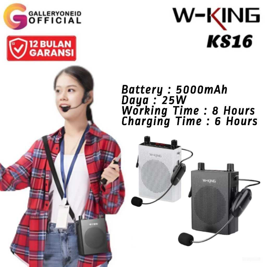 Jual Speaker Bluetooth Pinggang Pengeras Suara WKing KS16 Megaphone W King Mengajar Tour guide ...