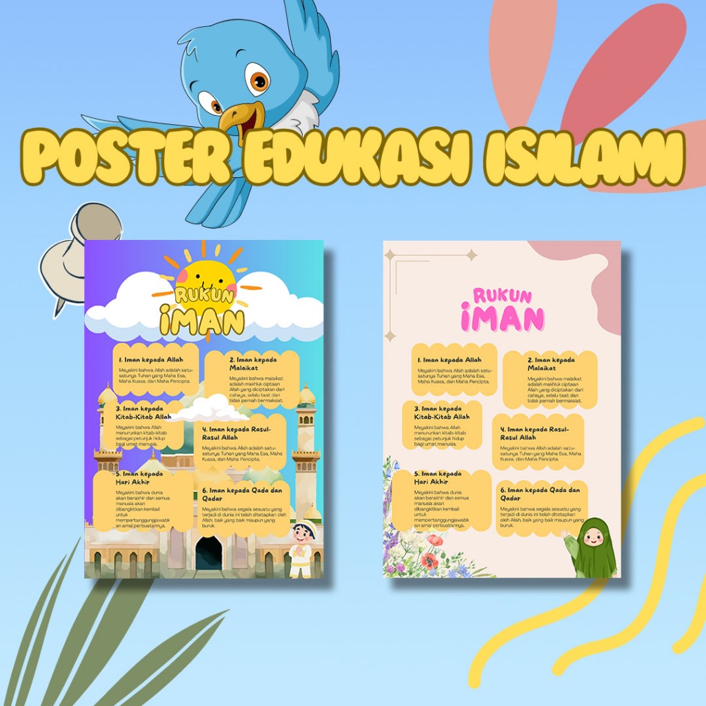 Jual Poster Edukasi Anak - Rukun Iman | Balita, PAUD, TK, SD | PREMIUM ...