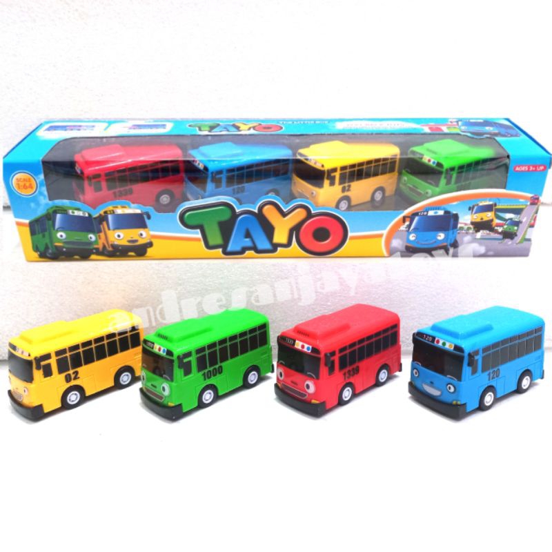Jual Mainan Bis Tayo Set isi 4 pcs The Little Bus Tayo no 671 | Shopee Indonesia