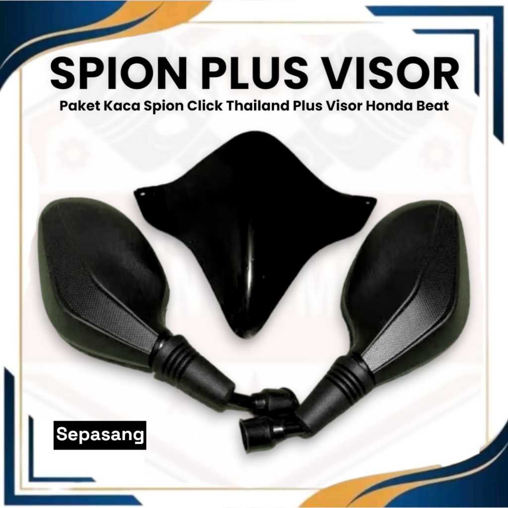 Jual Paket Variasi Kaca Spion Click Thailand Hitam Polos Plus Visor ...