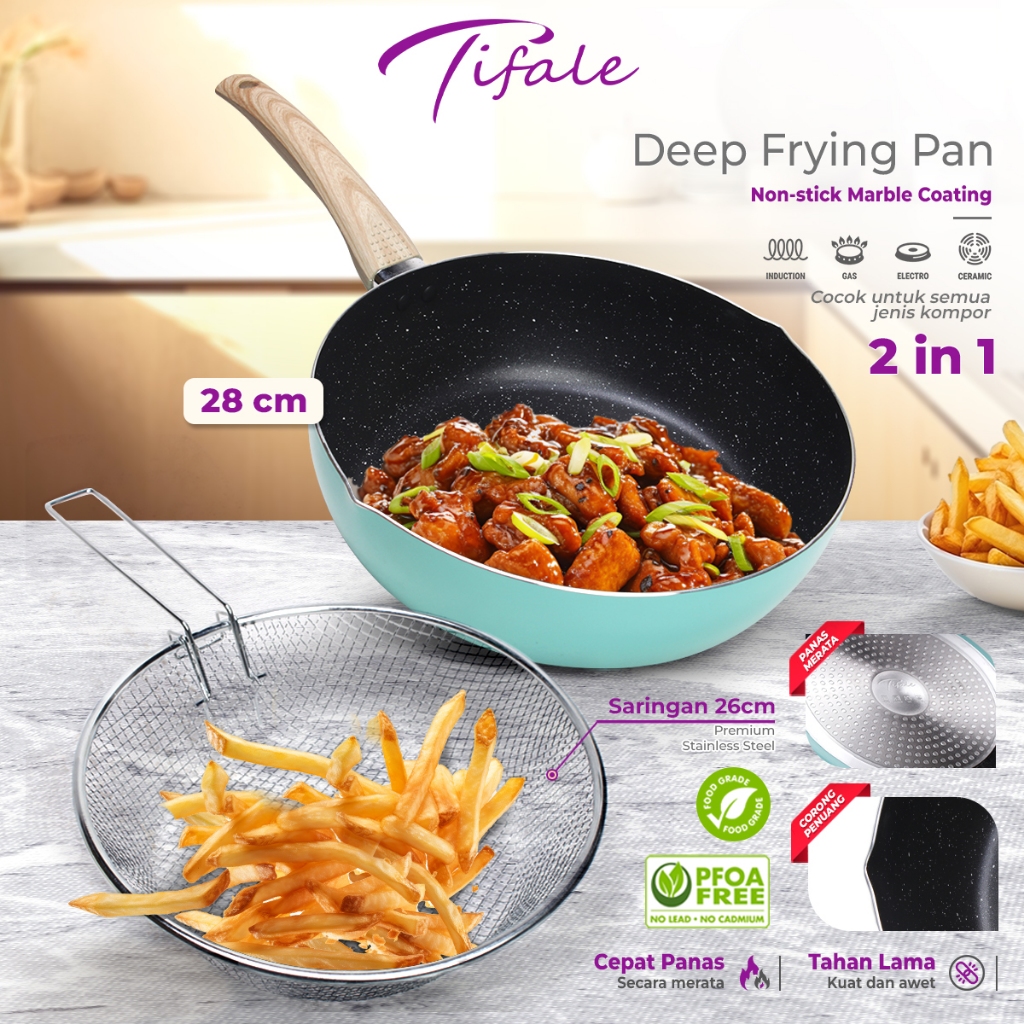 Jual Tifale Deep Fry Pan 28CM Frypan Peralatan Masak Penggorengan Anti ...