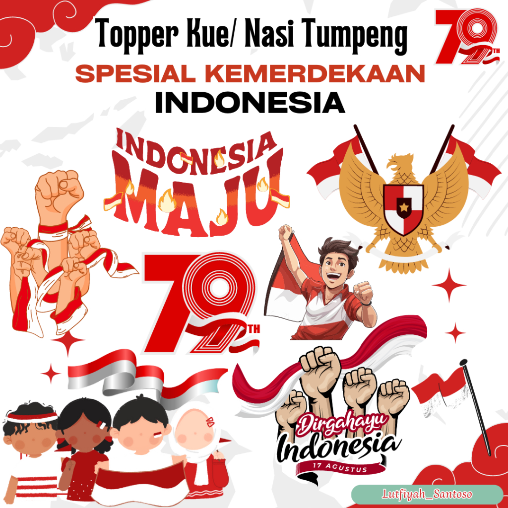 Jual TOPPER CAKE HUT RI 79 HARI KEMERDEKAAN INDONESIA | Shopee Indonesia
