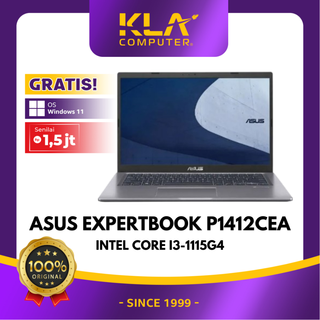 Jual ASUS Expertbook P1412CEA EK3420W TKDN Intel i3 1115G4 4GB 256GB 14 ...