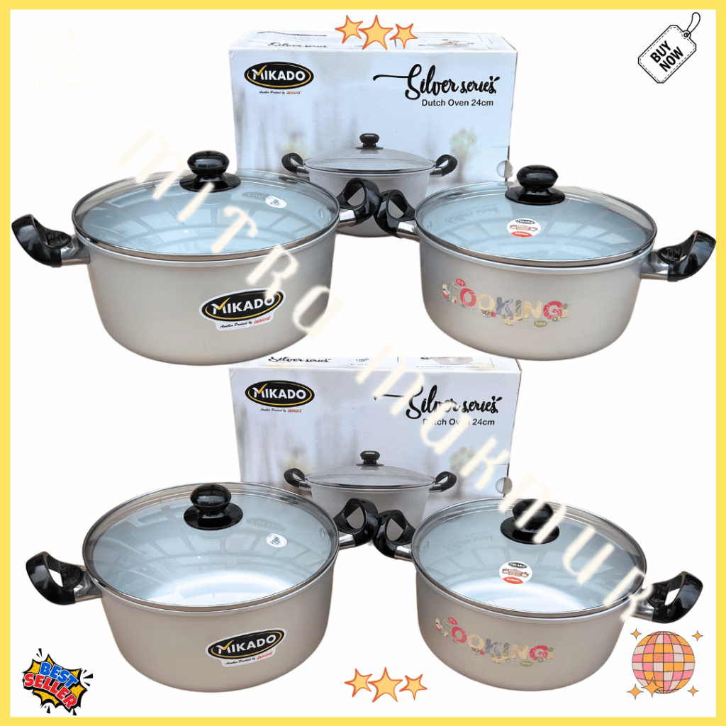 Jual PANCI SUP PANCI MASAK TUTUP KACA 22 24 CM DUTCH OVEN SERIES SILVER ...