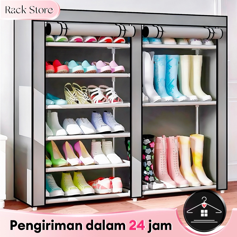 Jual Rak Sepatu Kain Portable Susun 10 Susun Anti Debu Multifungsi ...