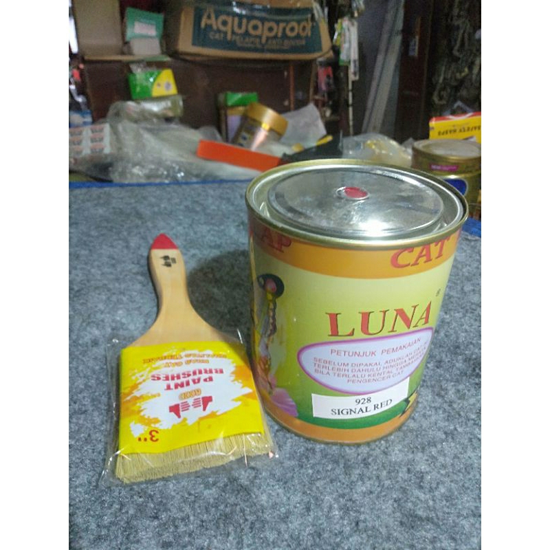 Jual Paketan Cat Minyak Kayu & Besi Merek Luna Warna Merah Kilap 928 ...