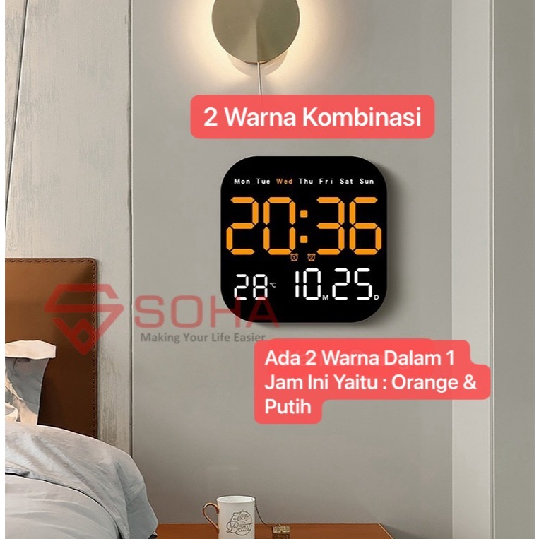 Jual JD-6650 Jam Dinding LED Timer Countdown Digital LED Free Remote ...