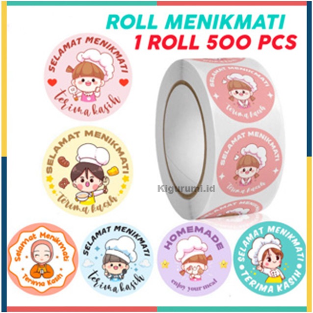 Jual Stiker 500 Pcs Terima Kasih Selamat Menikmati Sticker Roll Makanan ...