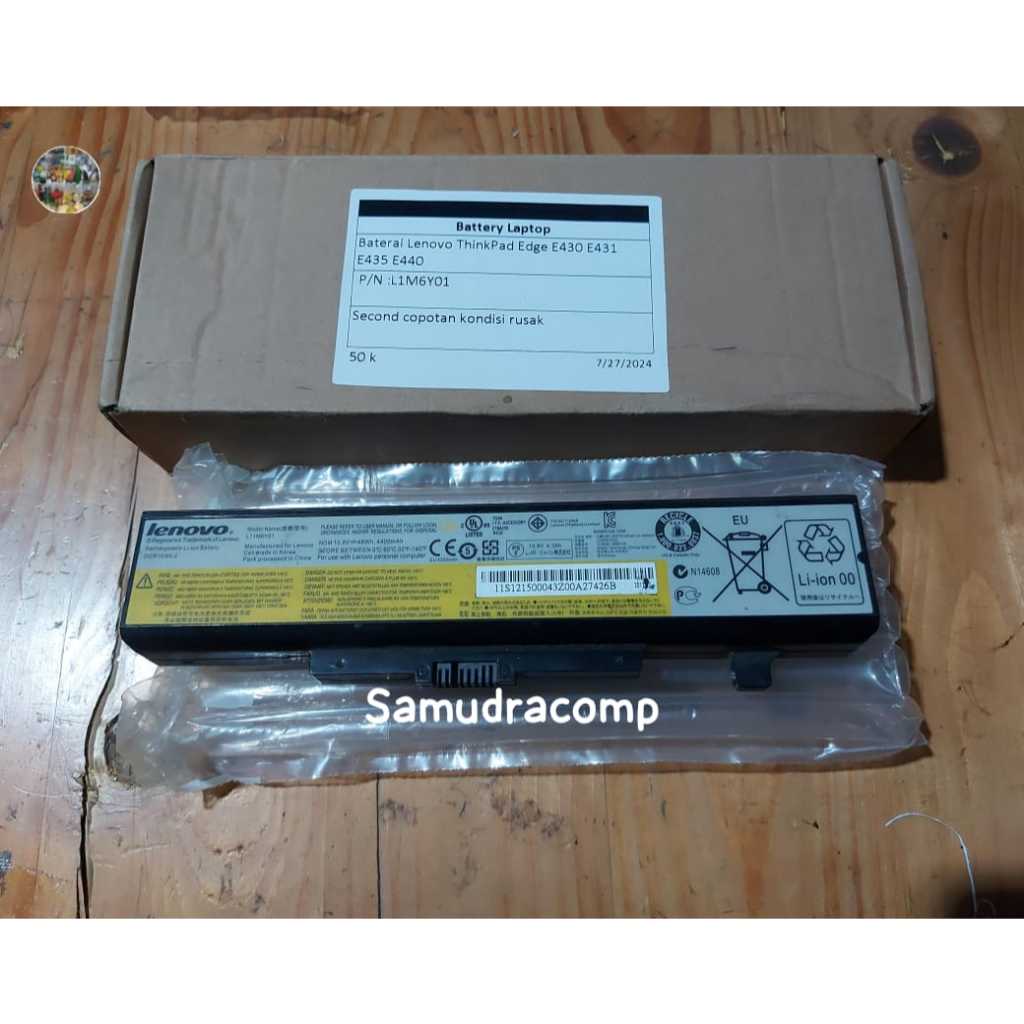 Jual Baterai Lenovo ThinkPad Edge E430 E431 E435 E440 P/N :L1M6Y01 Second Copotan Kondisi Rusak ...