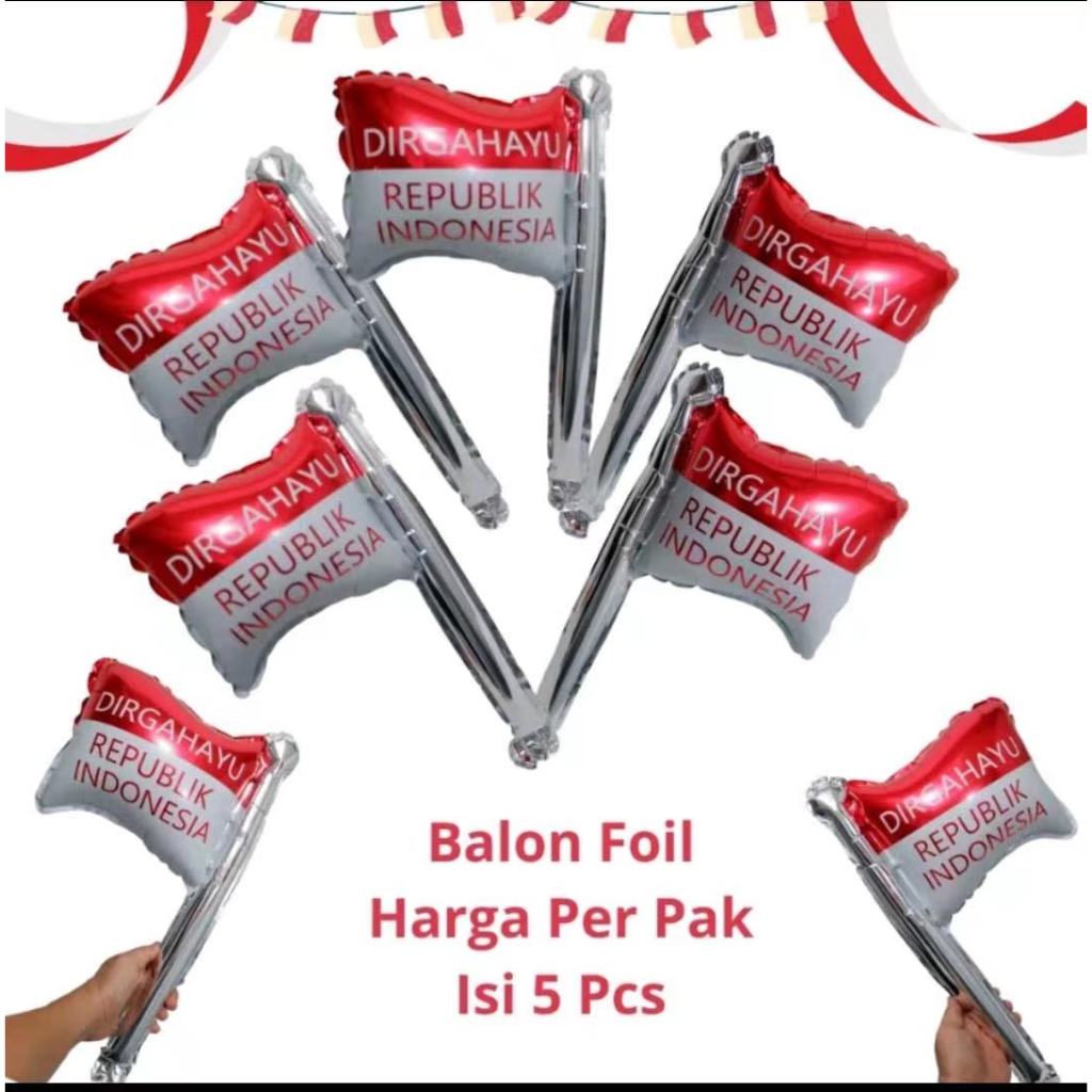 Jual Balon Tepuk Dekorasi Foil Stick MERAH PUTIH DIRGAHAYU RI 17 ...