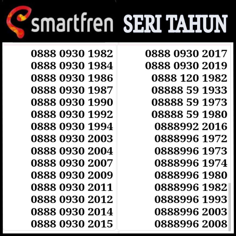 Jual nomor cantik smartfren seri tahun | Shopee Indonesia
