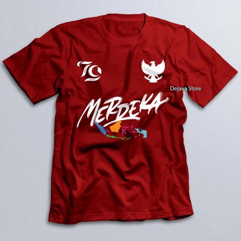 Jual Kaos Hut RI 79 Peta Indonesia Garuda Merdeka / Kaos Seragam Panitia 17 Agustussan Pria ...