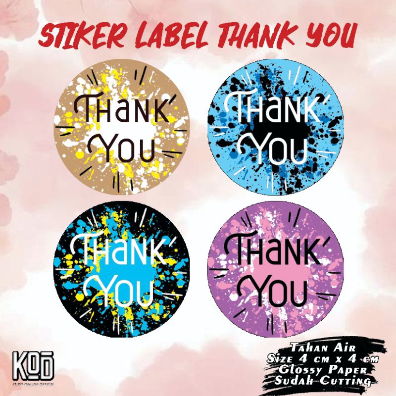 Jual Sticker Thank You Bulat/Label Thank You/Sticker Tumbler, | Shopee ...