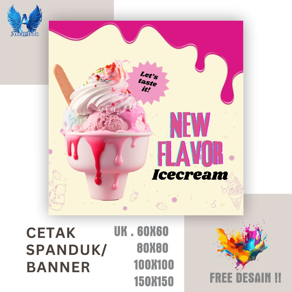 Jual Cetak Spanduk / Banner ICE CREAM STRAWBERRY BISA REQUEST | Shopee ...