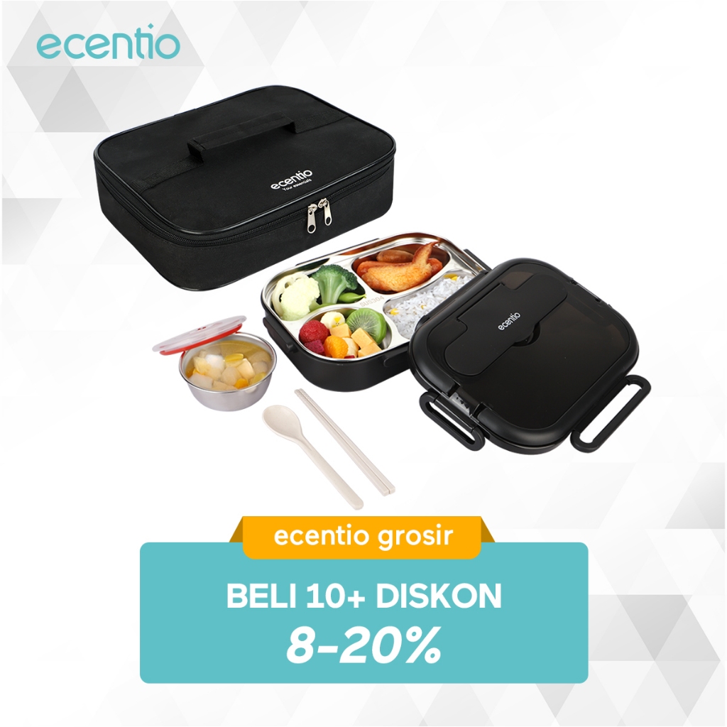 Jual [grosir] [stainless 304] ecentio anti tumpah Kotak Makan set 304 ...