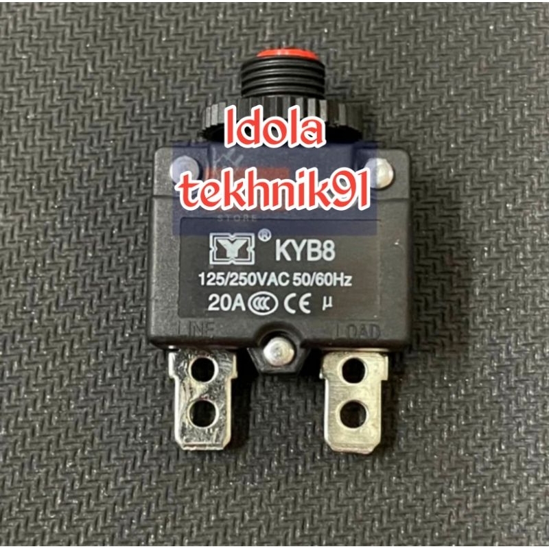 Jual Overload 20A Circuit Breaker Push Reset Switch MCB Protector AC/DC ...