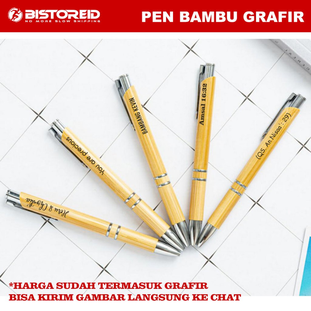 Jual [GRAFIR NAMA] Pulpen Pen Kayu Bambu Bamboo Baris Dua Ukir Nama ...
