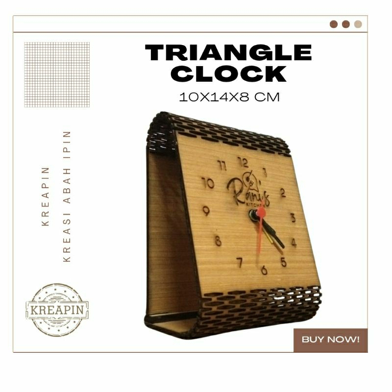 Jual Jam Meja Segitiga Weker Kayu Unik Etnik Custom Aesthetic Promosi ...