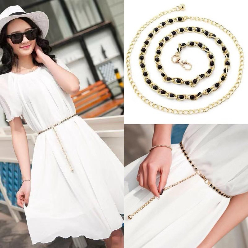 Jual Ikat Pinggang Belt Sabuk Rantai Slim Model Mutiara Imitasi Fashion Wanita | Shopee Indonesia