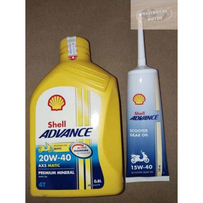 Jual Oli Shell Advance AX5 Matic 20W-40 800 ml + Oli Gardan Shell 120 ...
