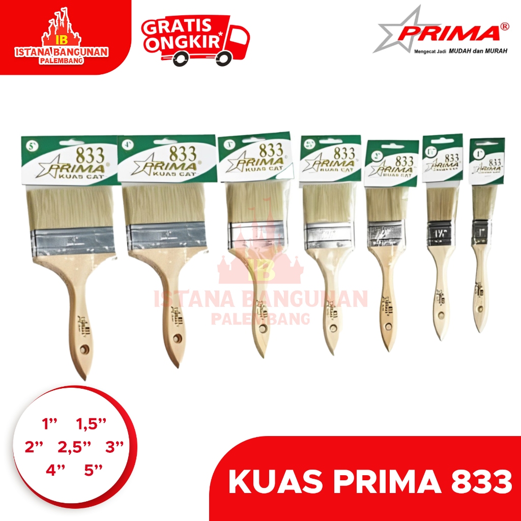 Jual KUAS/BRUSH UNTUK CAT KUAS PRIMA 833 BERBAGAI UKURAN | Shopee Indonesia