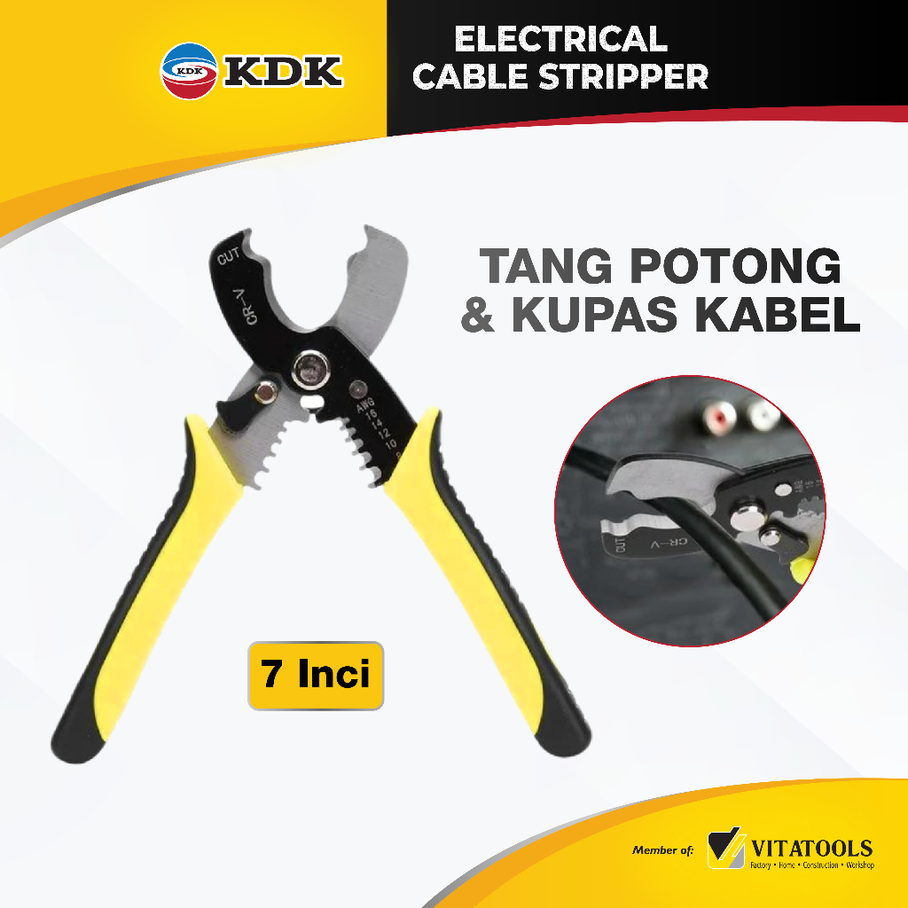 Jual KDK Tang Potong Kupas Kabel Listrik Multiguna / Gunting Electrical ...