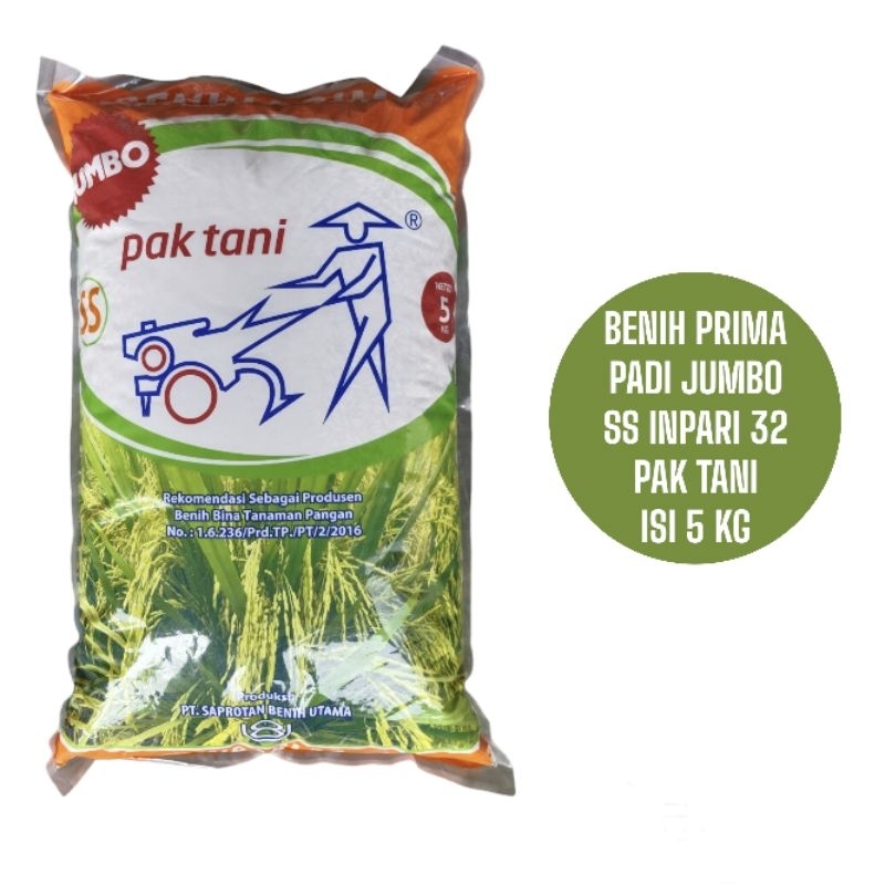 Jual Benih Prima Padi JUMBO SS INPARI 32 CAP PAK TANI 5KG | Shopee ...