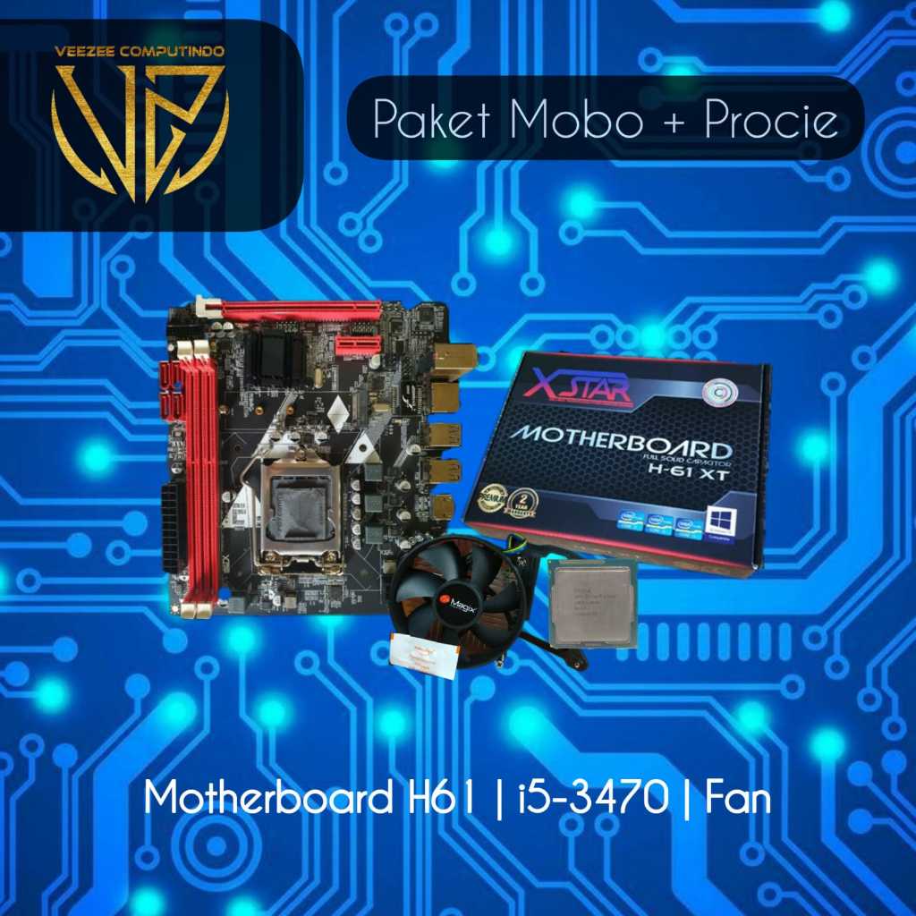 Jual Paket Mobo X-Star H61 lga1155 i5-3470 fan heatsink besar | Shopee Indonesia