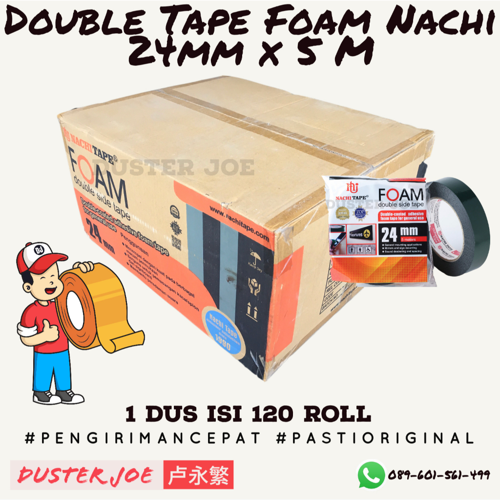 Jual [PER 1 DUS] Double Tape Foam Nachi 1 inch 24mm 5M (1 DUS ISI 120 ROL) | Shopee Indonesia