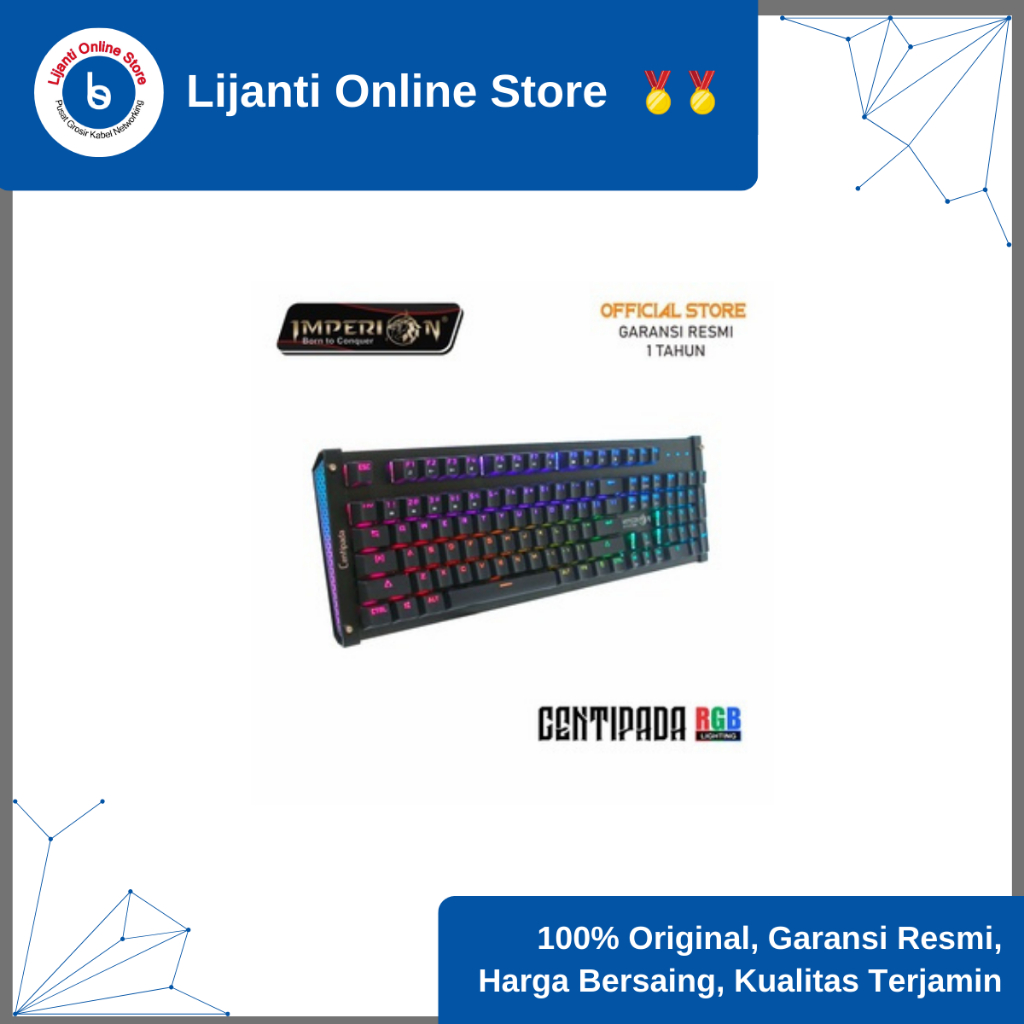 Jual Keyboard Gaming Imperion Centipada KG-C10R Mechanical, RGB - Hitam ...