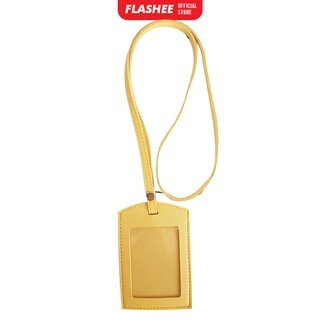 Jual Flashee ID Card Holder Kulit Kancing Lanyard | Name Tag PU Leather ...