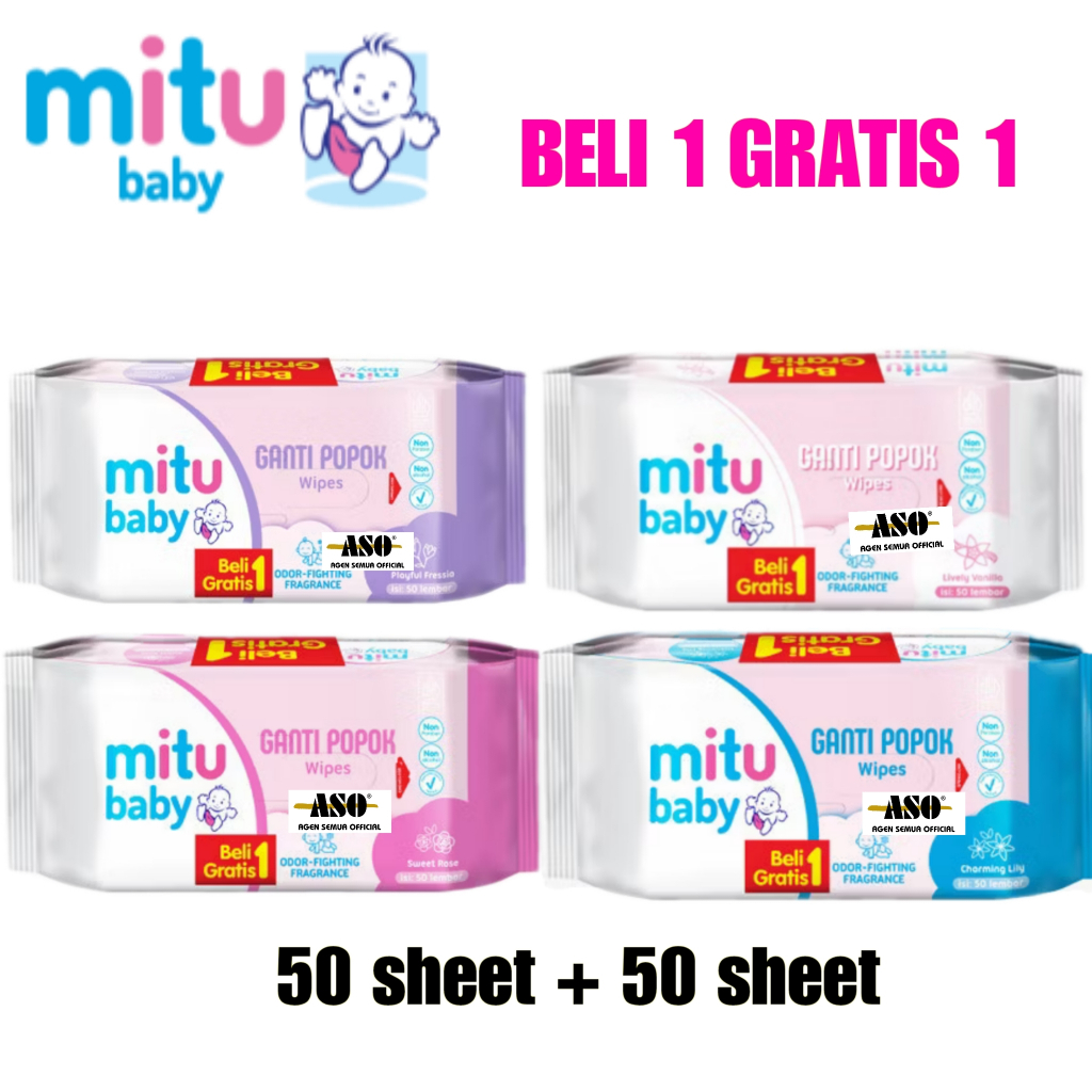 Jual Tissue tisu basah MITU baby wipes GANTI POPOK 50 sheets ( BELI 1 ...