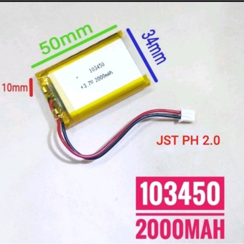 Jual 103450 Li ion Lipo 3,7V IC Protection Baterai GPS MP3 Bluetooth Speaker Musik | Shopee ...