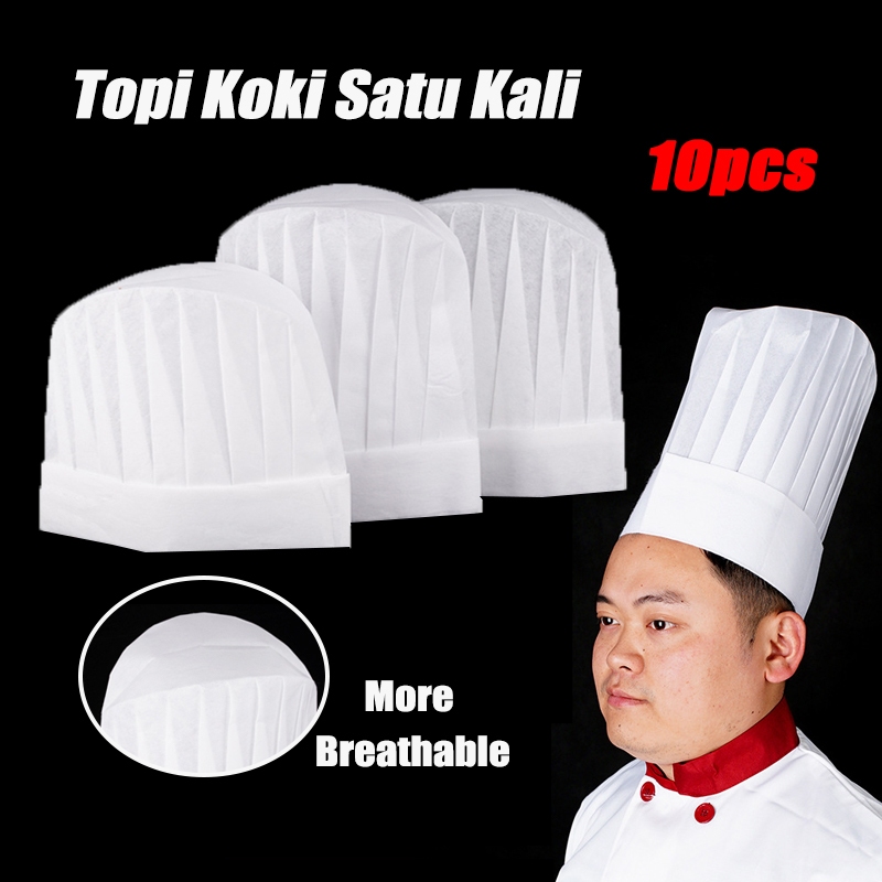 Jual 10pcs Topi Chef Bahan Bukan Tenunan Sekali Pakai Putih Non-Woven ...