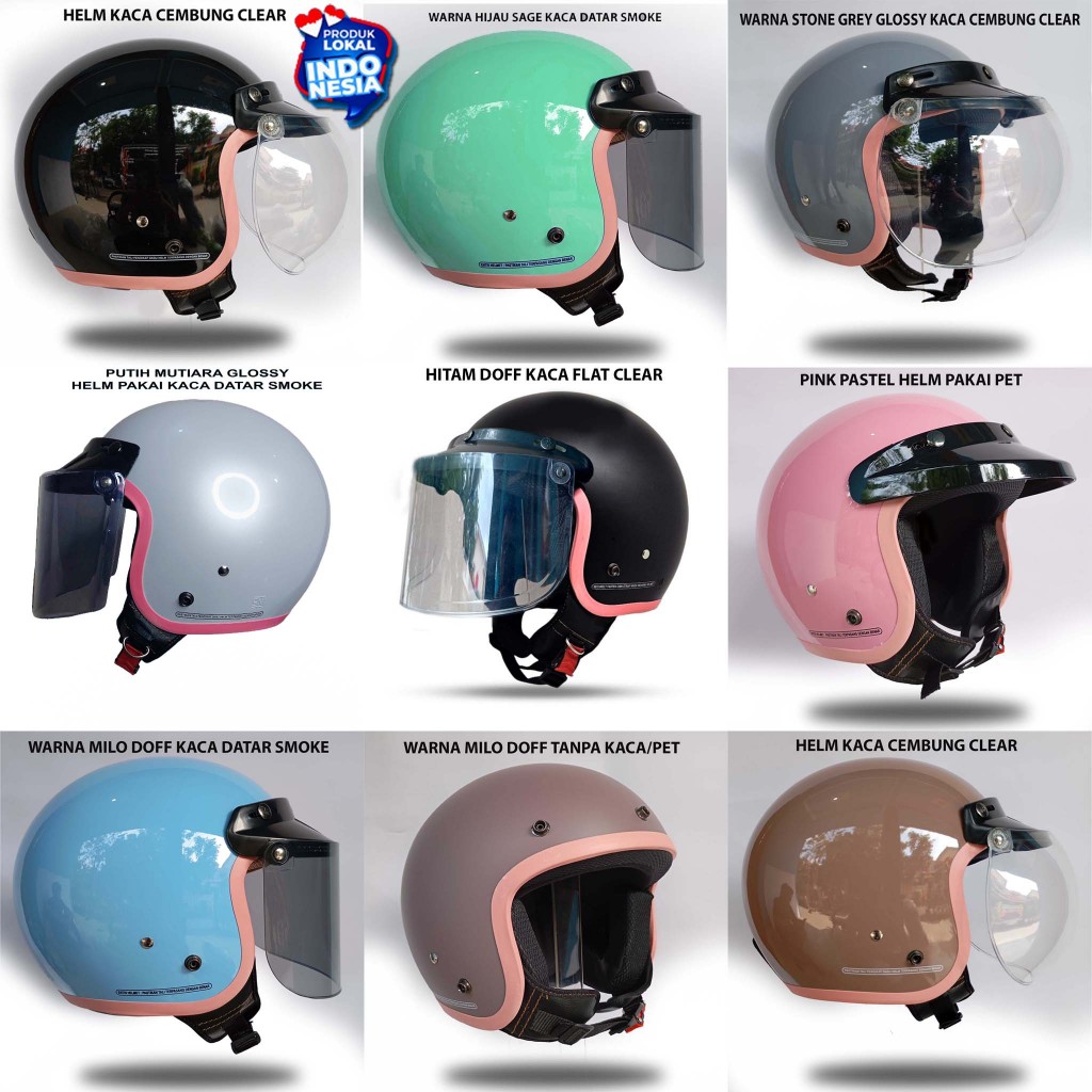 Jual helm bogo solid classic retro untuk orang dewasa full leher, helem ...