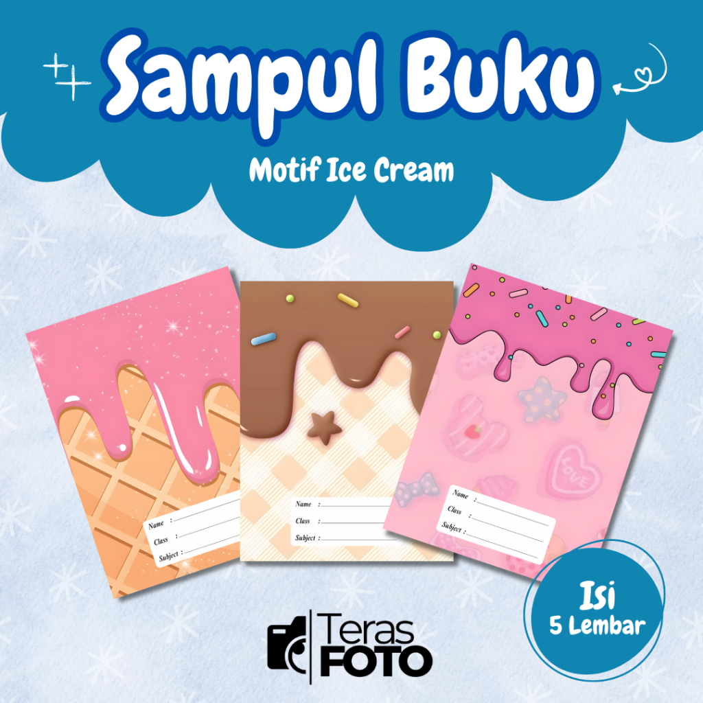 Jual (Isi 5 Lembar) SAMPUL BUKU MOTIF ESTETIK ICE CREAM / SAMPUL BUKU ...